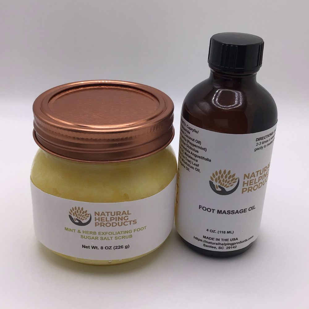Foot Scrub & Massage Oil | Natural Helping Products